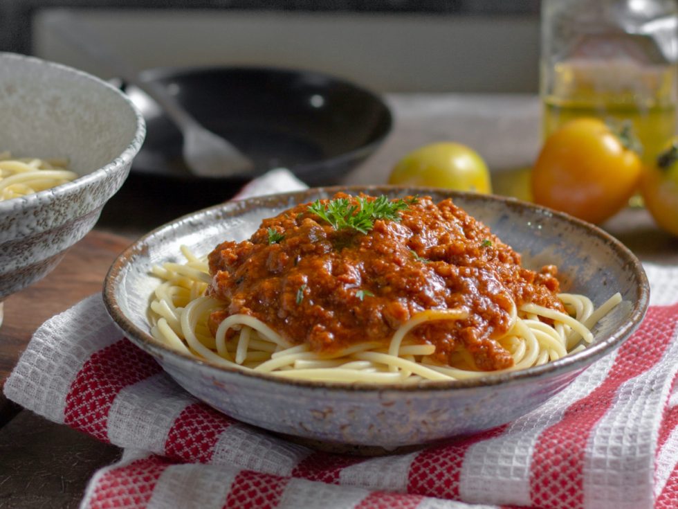 Spaghetti Bolognese with hidden veg - Helen Browning's Organics