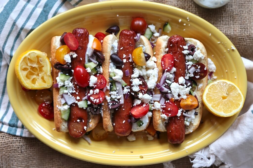 Hot Dogs with NEW fresh toppings - Helen Browning's Organics